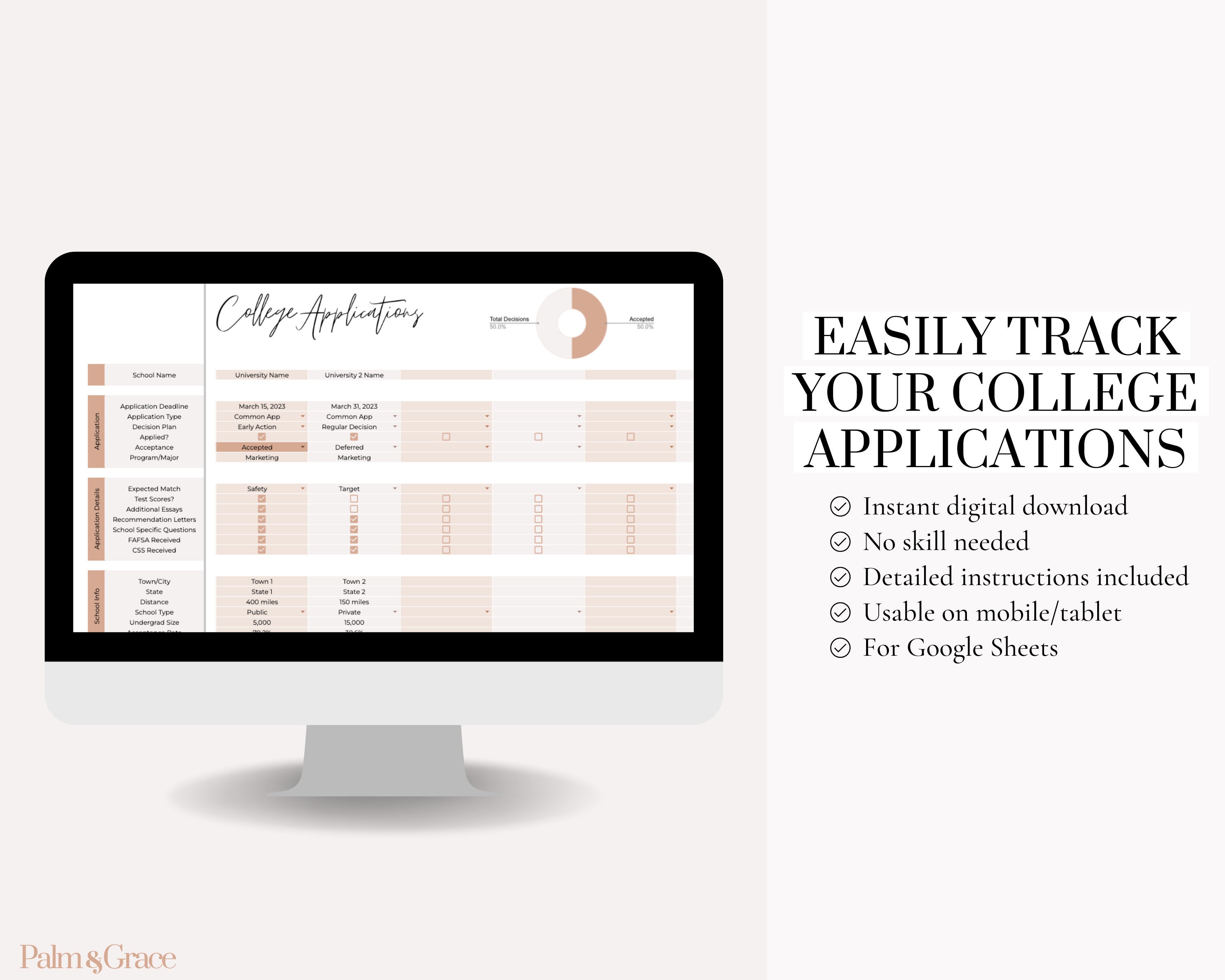 College Application Tracker Spreadsheet, Google Sheets College ...