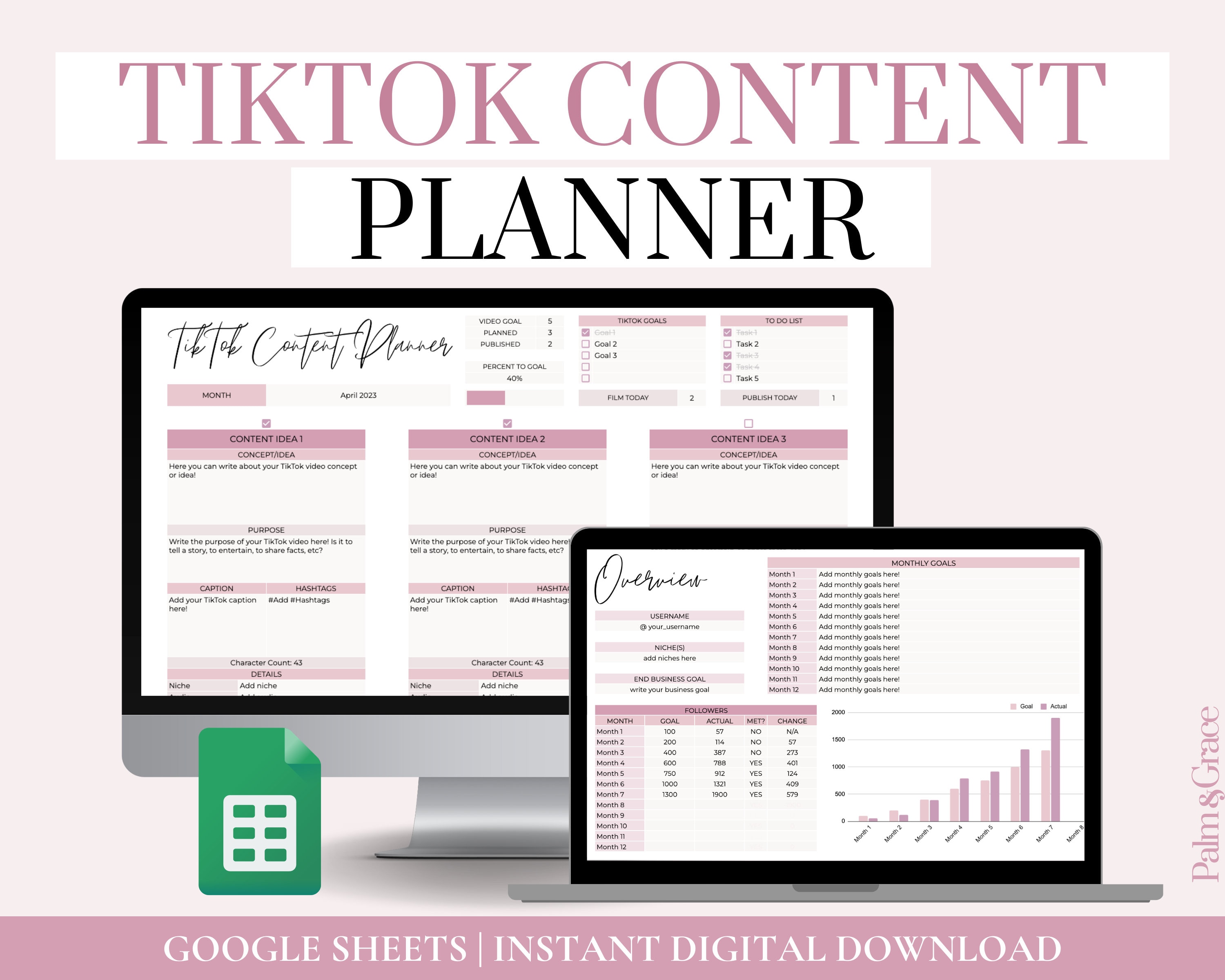 Tiktok Content Planner Template, Google Sheets Social Media Content ...