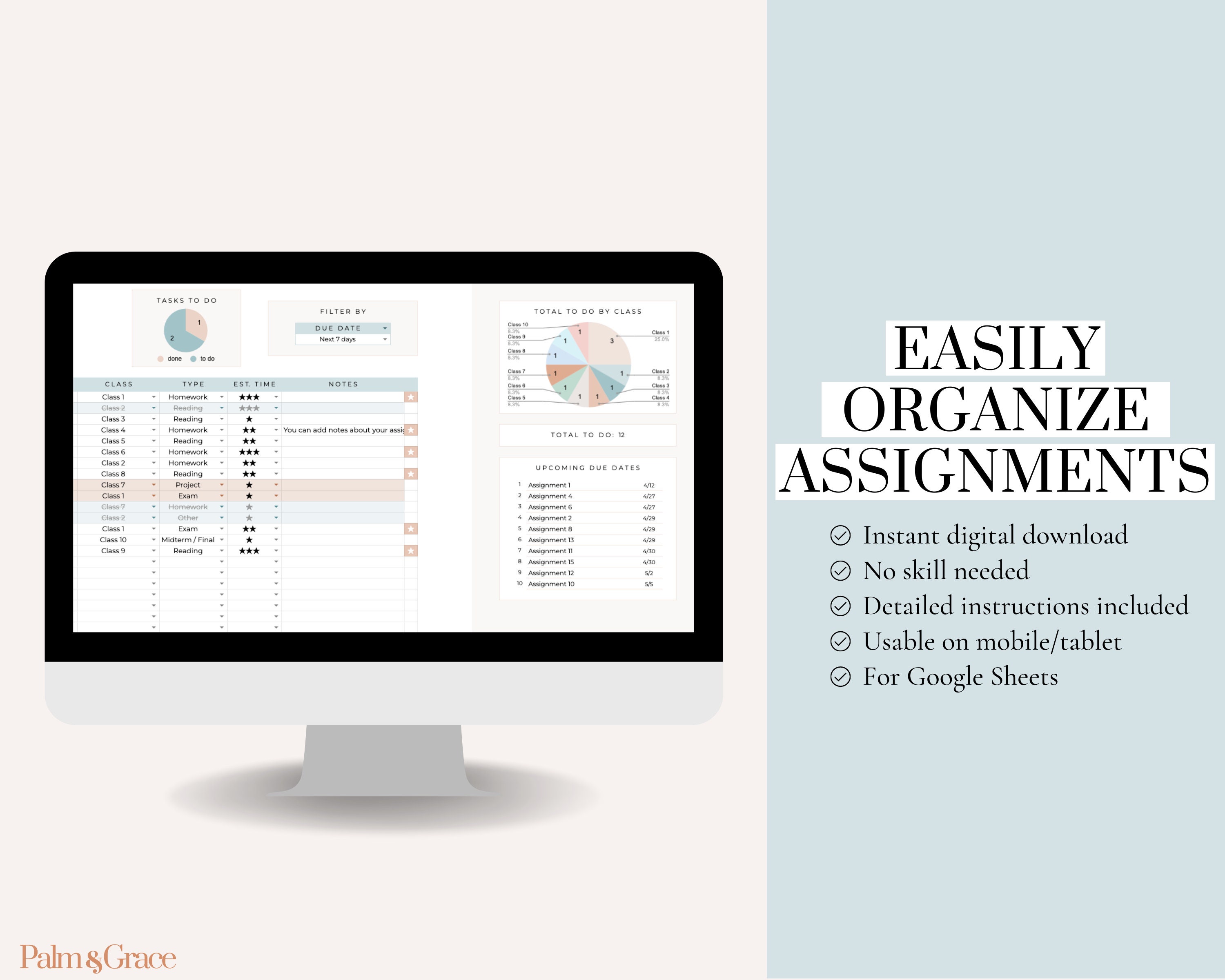 Assignment Tracker Spreadsheet, Google Sheets Assignment Tracker ...