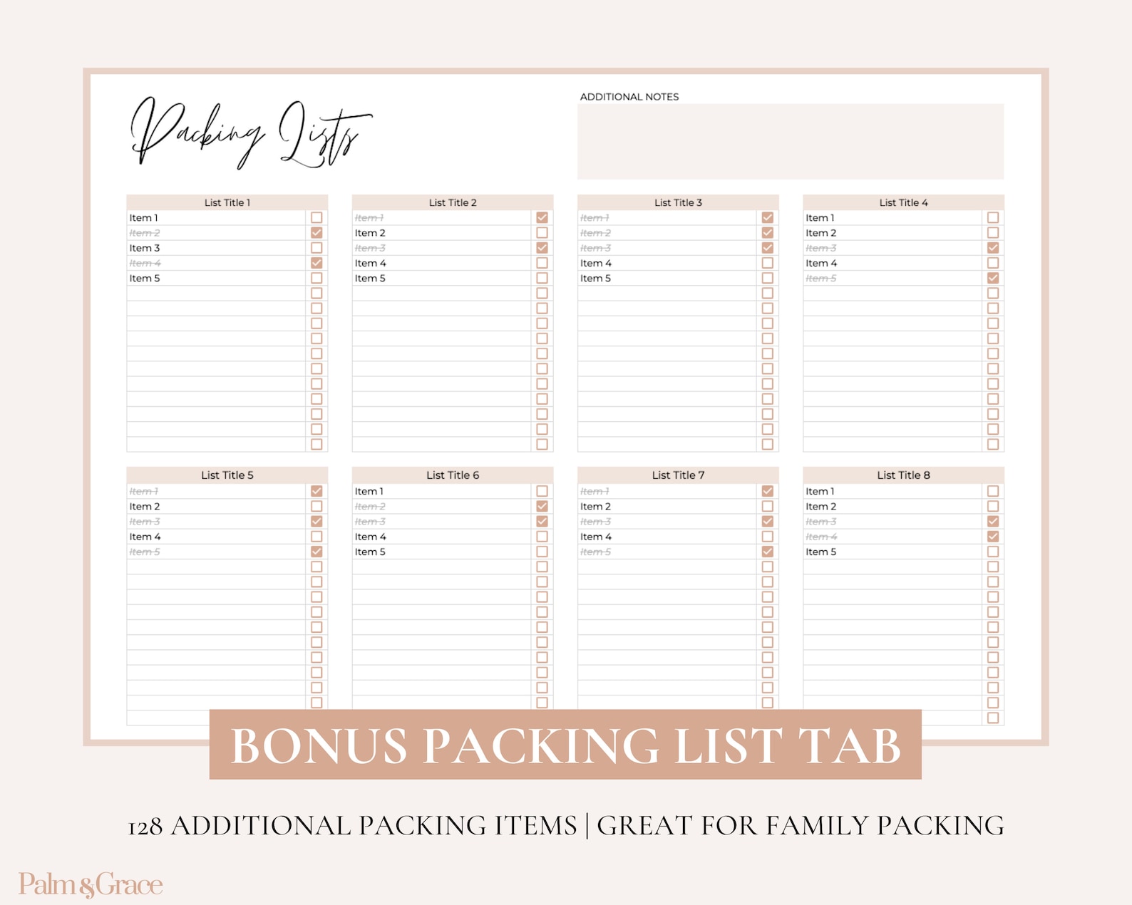 Google Sheets Packing Checklist, Editable Packing List, Travel Packing ...