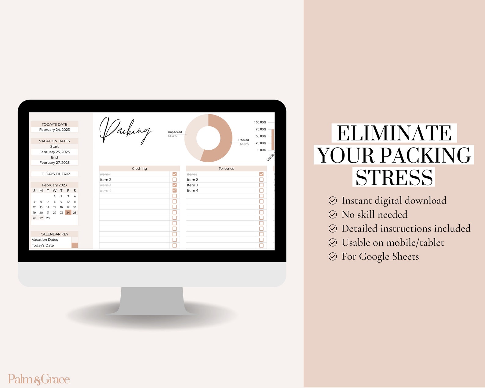 Google Sheets Packing Checklist, Editable Packing List, Travel Packing ...