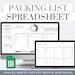 Google Sheets Editable Packing List, Packing Checklist, Travel Packing ...