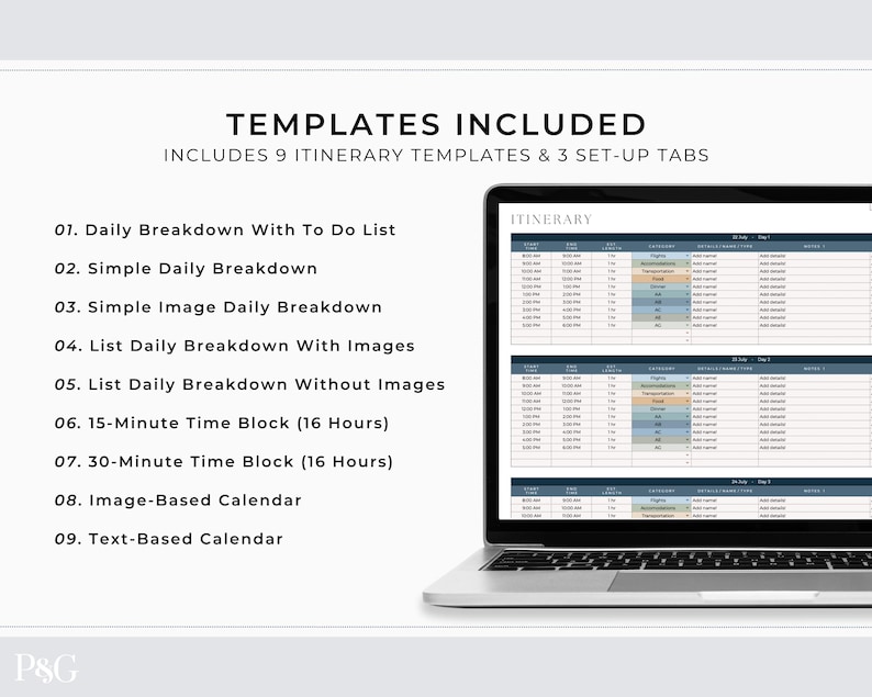 Itinerary Templates for Vacation, Google Sheets Itinerary Templates ...
