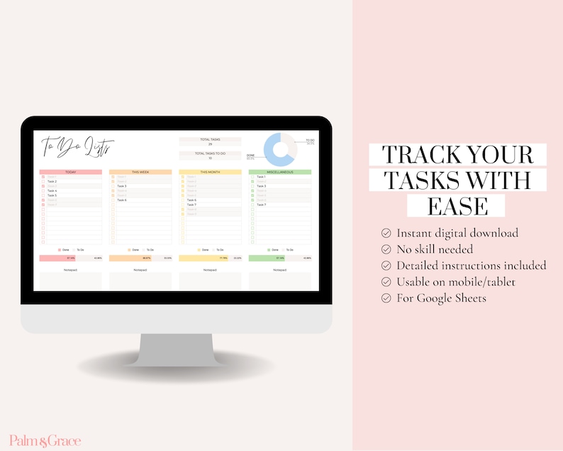 Digital to Do List Google Sheets, to Do List Spreadsheet Template, Task ...