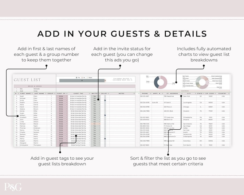 Google Sheets Wedding Guest List Spreadsheet, Wedding Guest List ...