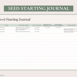 Digital Seed Starting Planner, Seed Starting Log Google Sheets, Seed ...