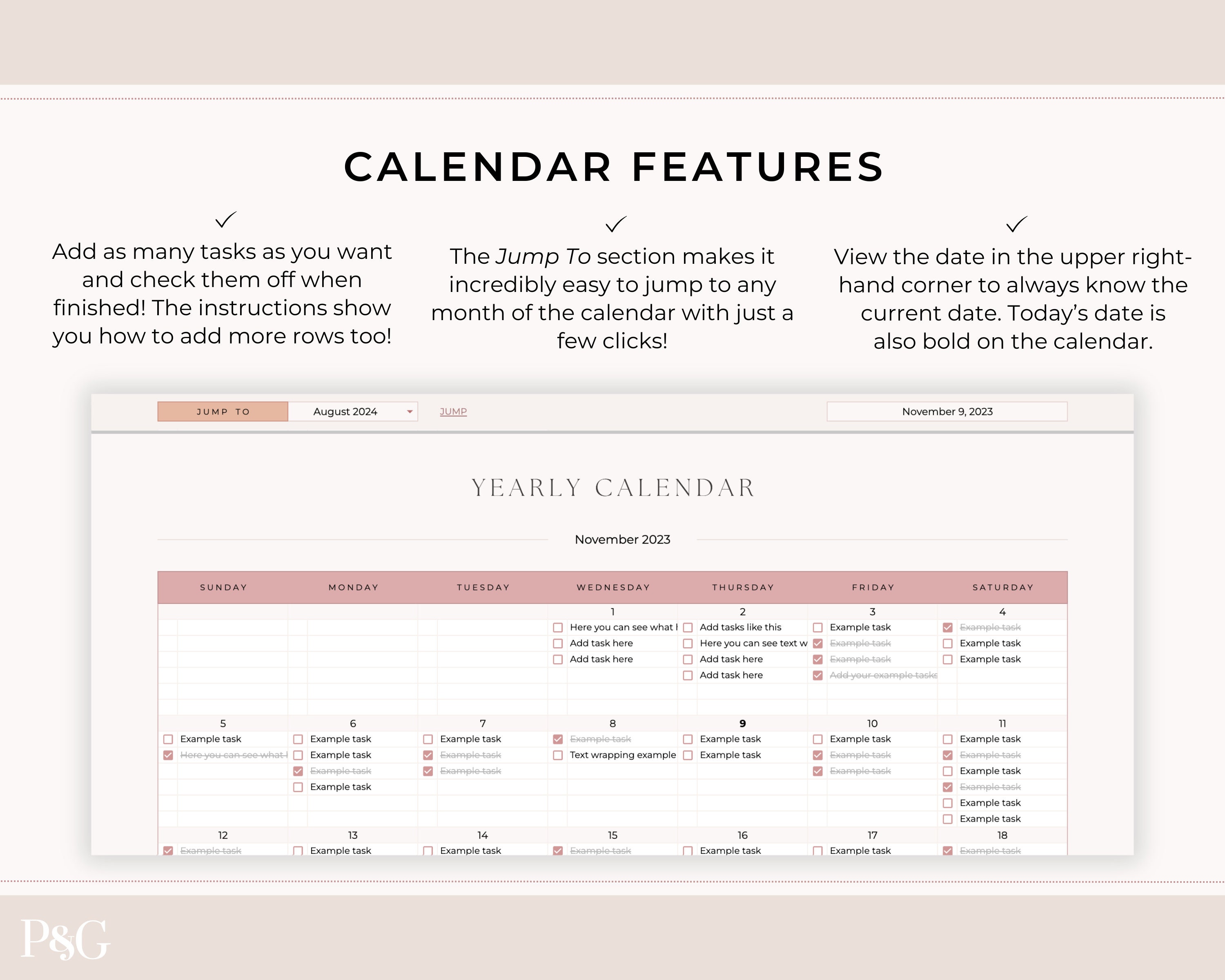 Google Sheets Calendar Template, Editable Calendar Spreadsheet, Task ...