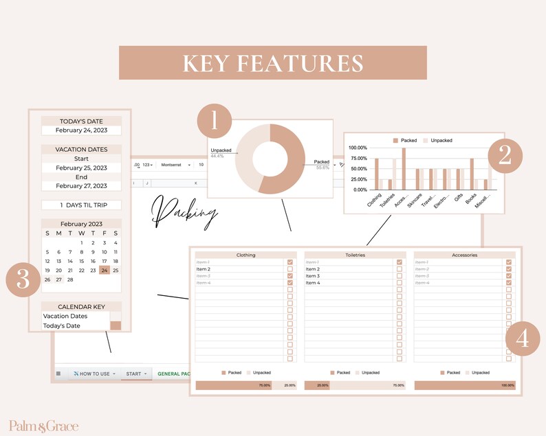 Google Sheets Packing Checklist, Editable Packing List, Travel Packing ...