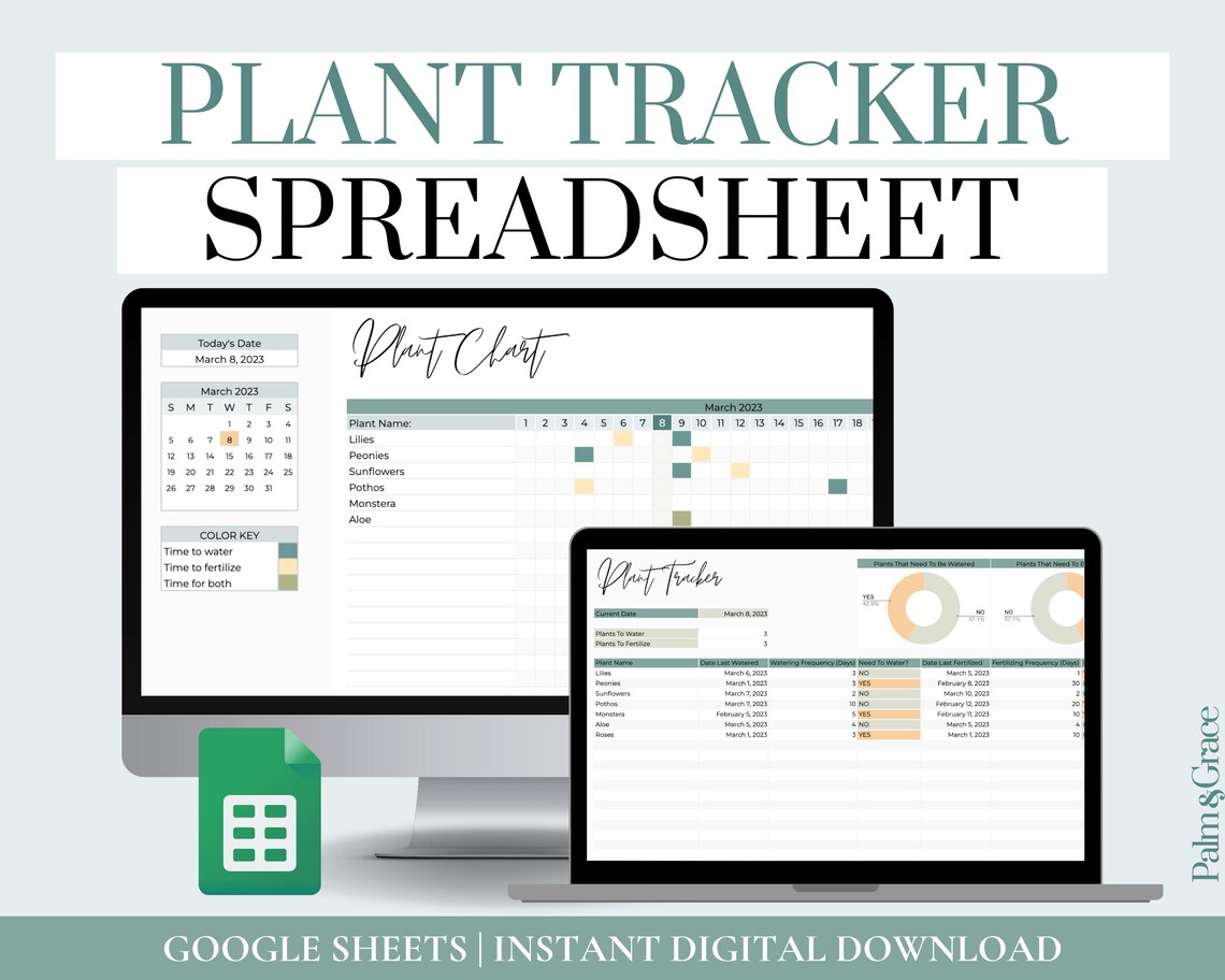 Plant Tracker Template for Google Sheets, Plant Tracker Spreadsheet ...