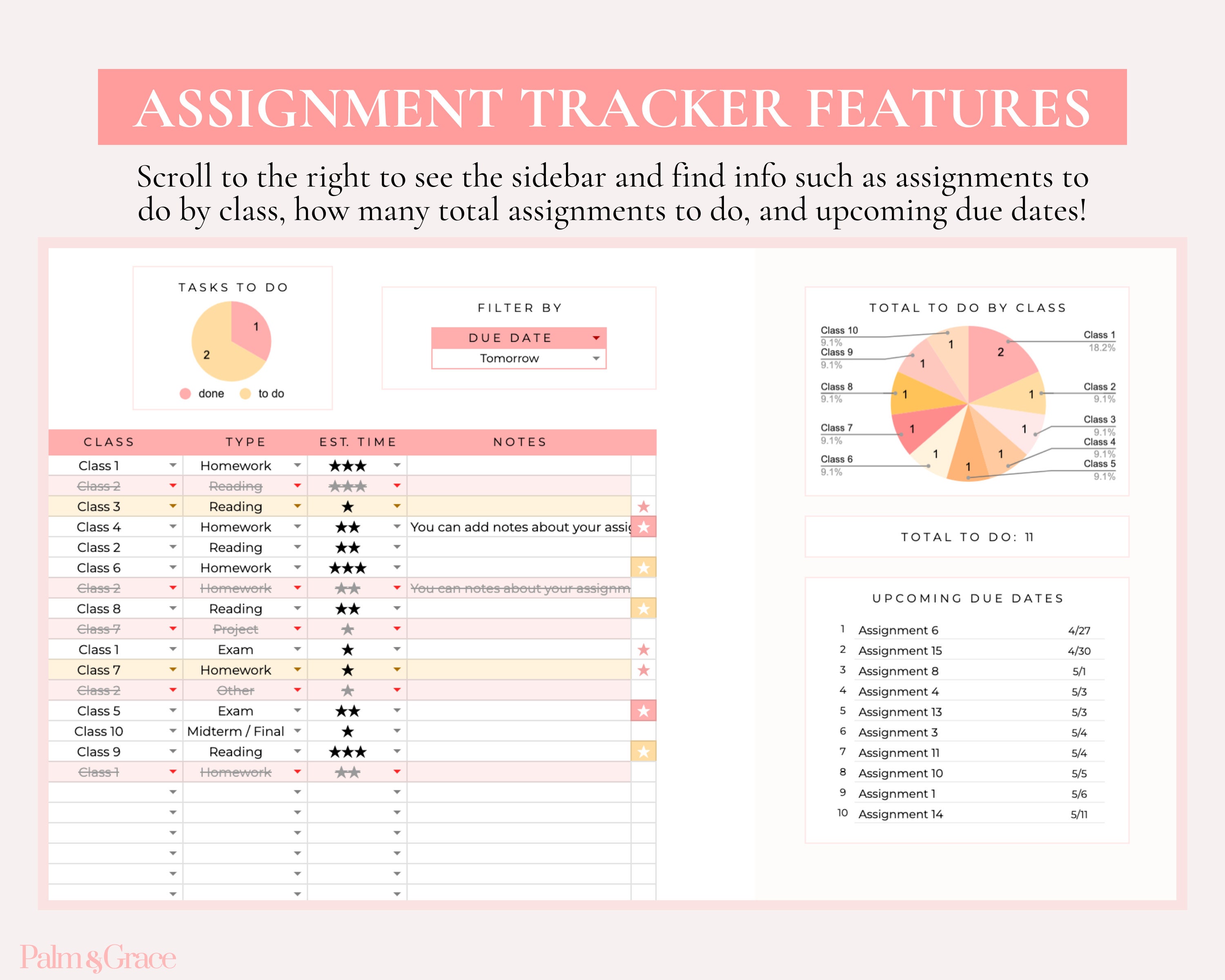 Google Sheets Assignment Tracker Spreadsheet, Digital Assignment ...