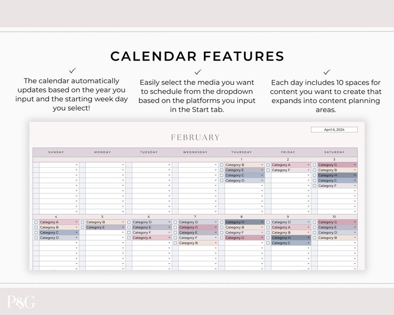 Social Media Content Calendar Template, Google Sheets Content Planner ...