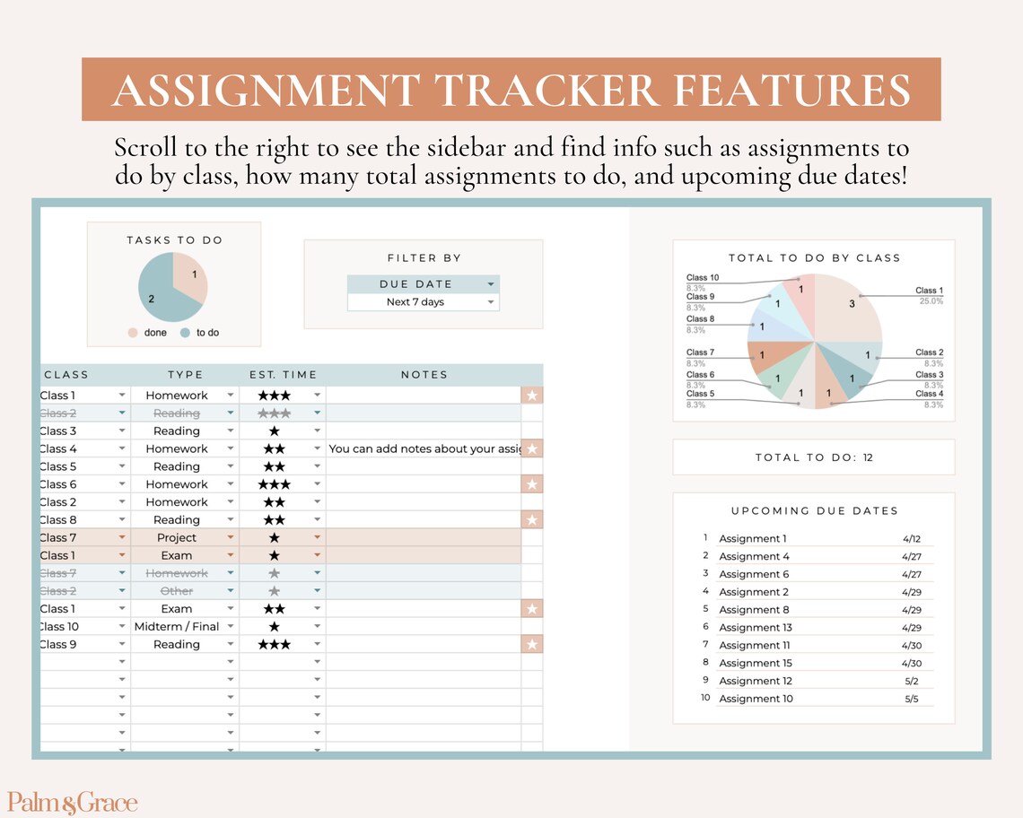 Assignment Tracker Spreadsheet, Google Sheets Assignment Tracker ...