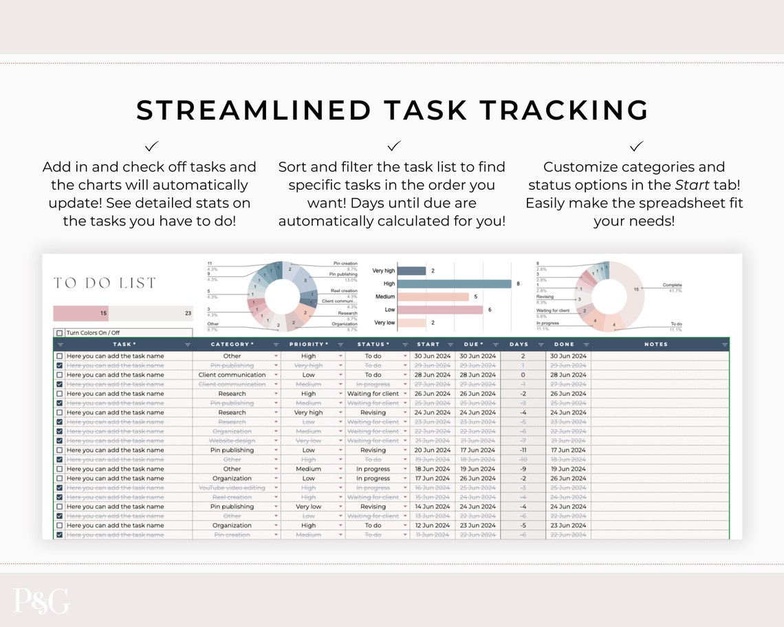 Task Tracker Spreadsheet, Google Sheets to Do List Template, to Do With ...
