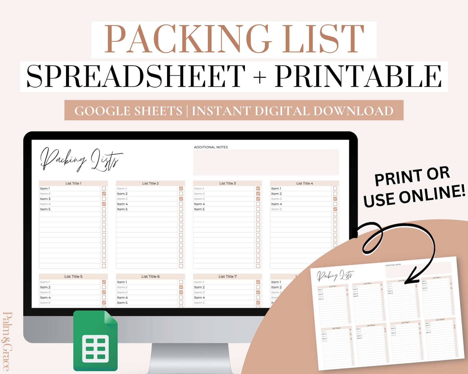 Editable Packing List PRINTABLE Spreadsheet, Packing List Spreadsheet ...