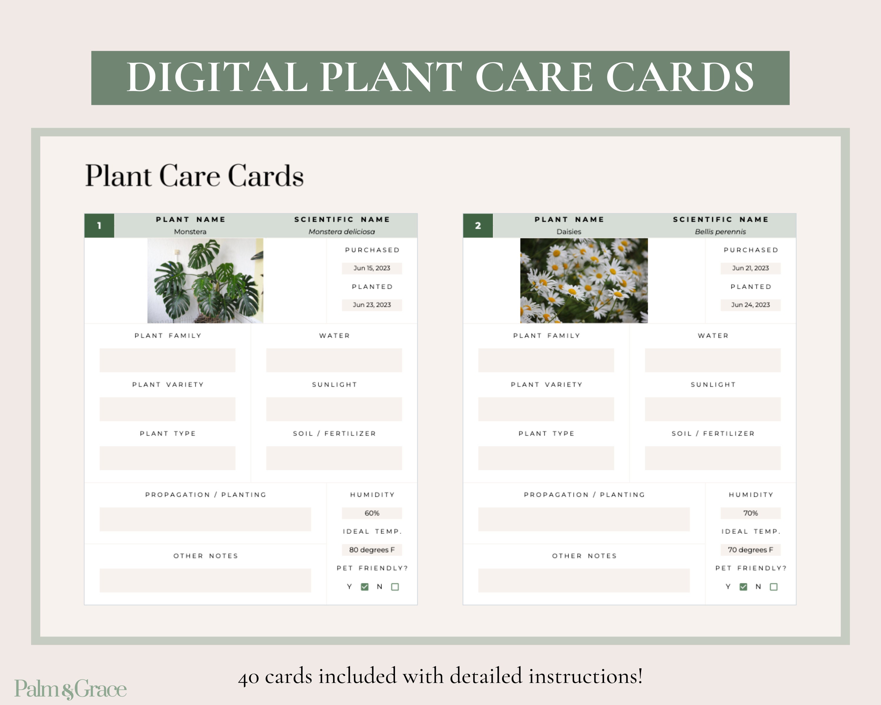 Plant Tracker Google Sheets, Plant Care Planner Google Sheets, Plant ...
