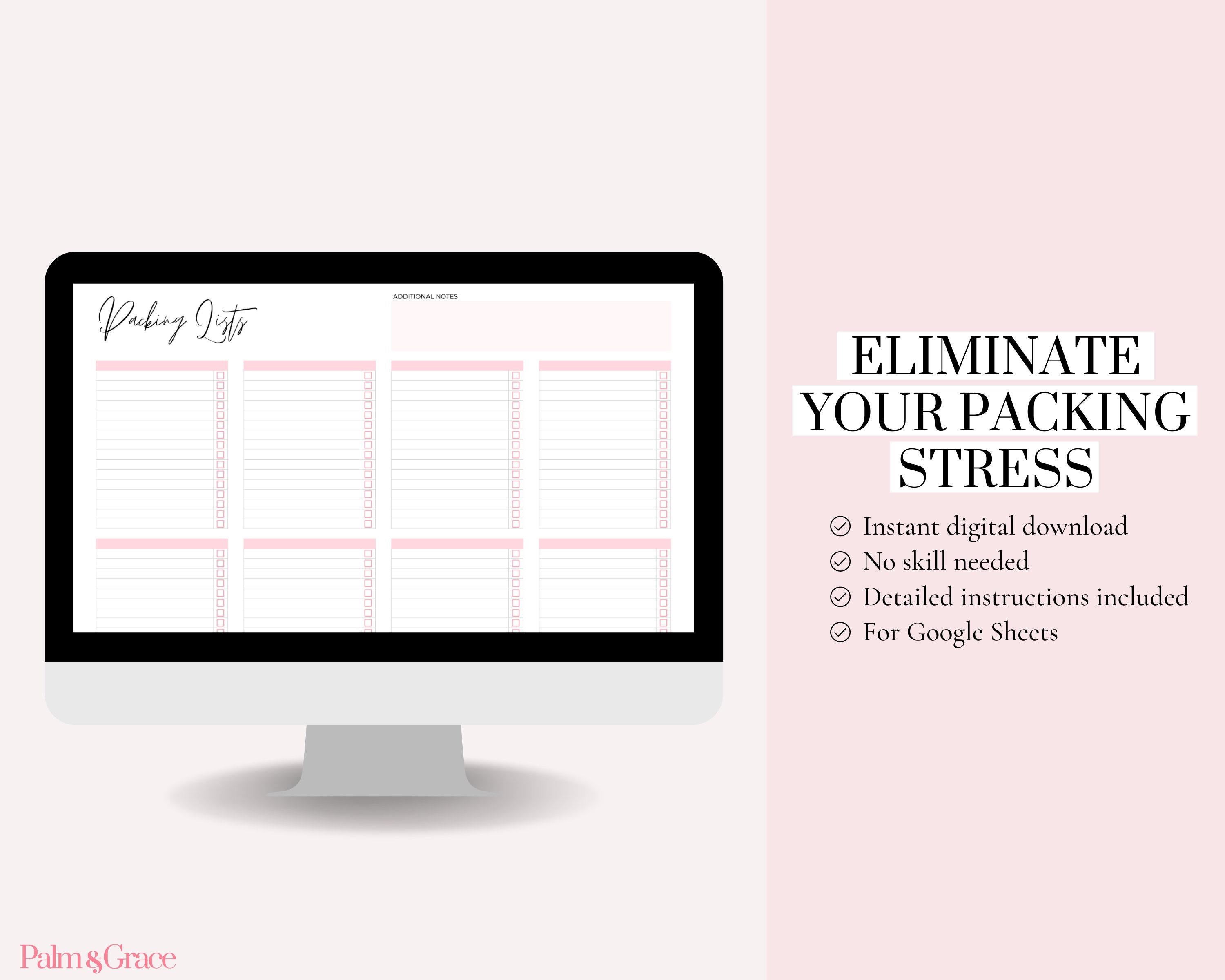 EDITABLE Packing List Template, Digital Packing List Google Sheets ...
