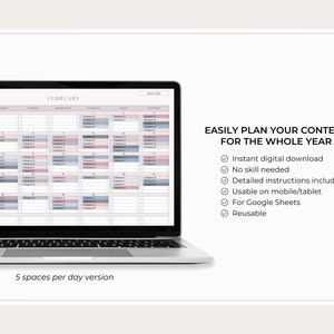 Google Sheets Social Media Content Calendar, Content Planner ...