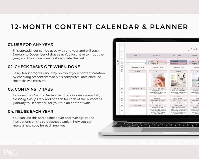 Social Media Content Calendar Template, Google Sheets Content Planner ...