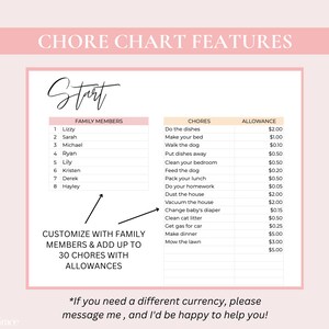 Google Sheets Family Chore Chart Template, Allowance Tracker, Digital ...