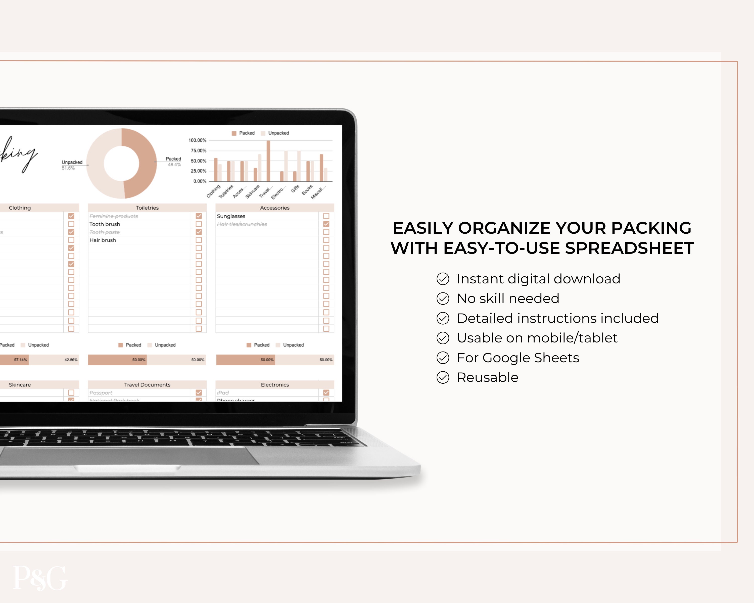 Packing List Spreadsheet Template, Editable Packing Checklist, Vacation ...