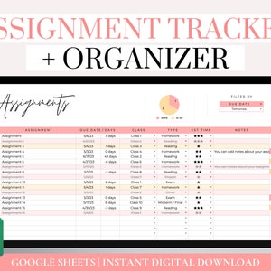 Google Sheets Assignment Tracker Spreadsheet, Digital Assignment ...
