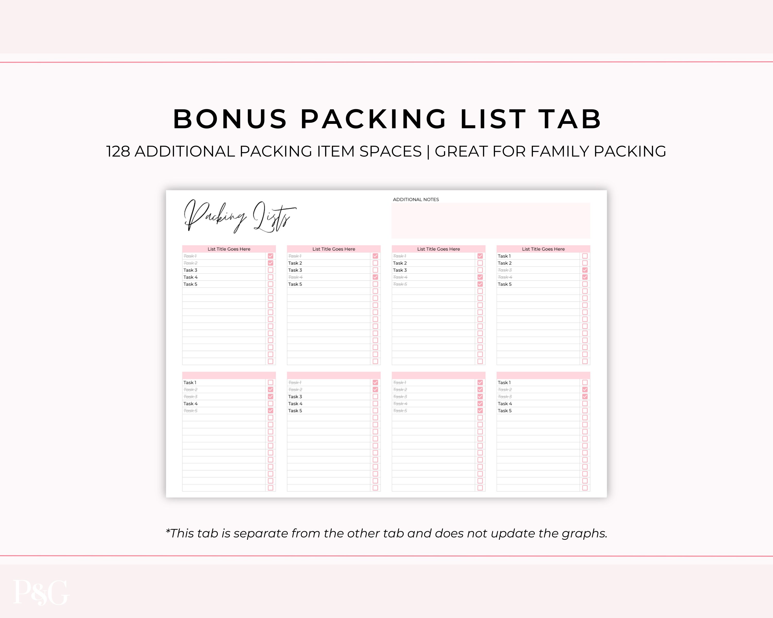 Packing List Spreadsheet Template, Editable Packing Checklist, Vacation ...