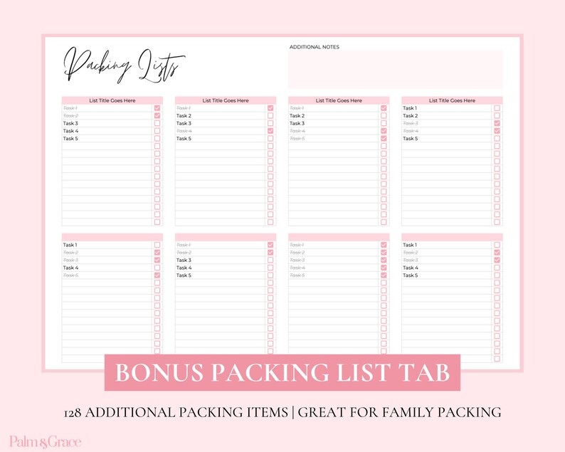 Packing List Spreadsheet Template Editable Packing Checklist - Etsy