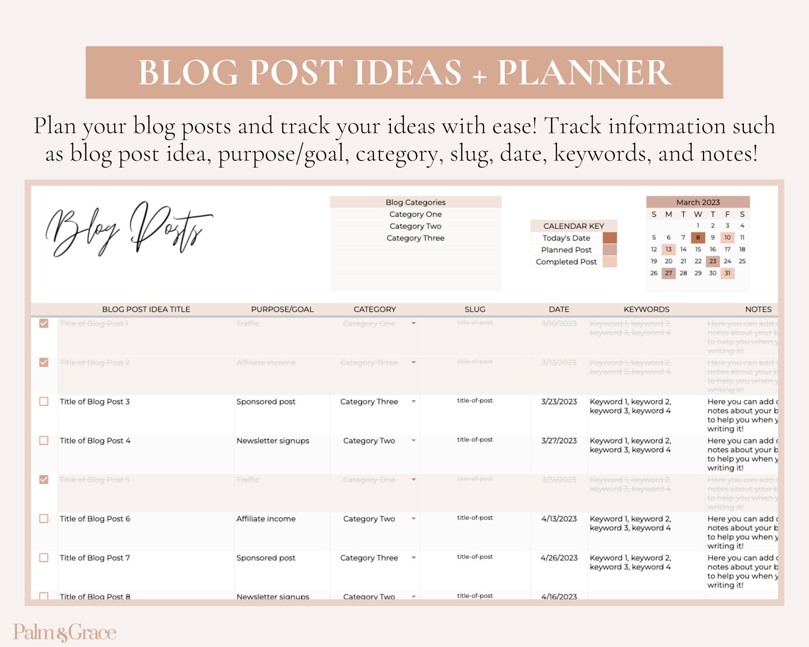 Blog Post Planner Google Sheets, Digital Blog Planner, Easy Blog Post ...