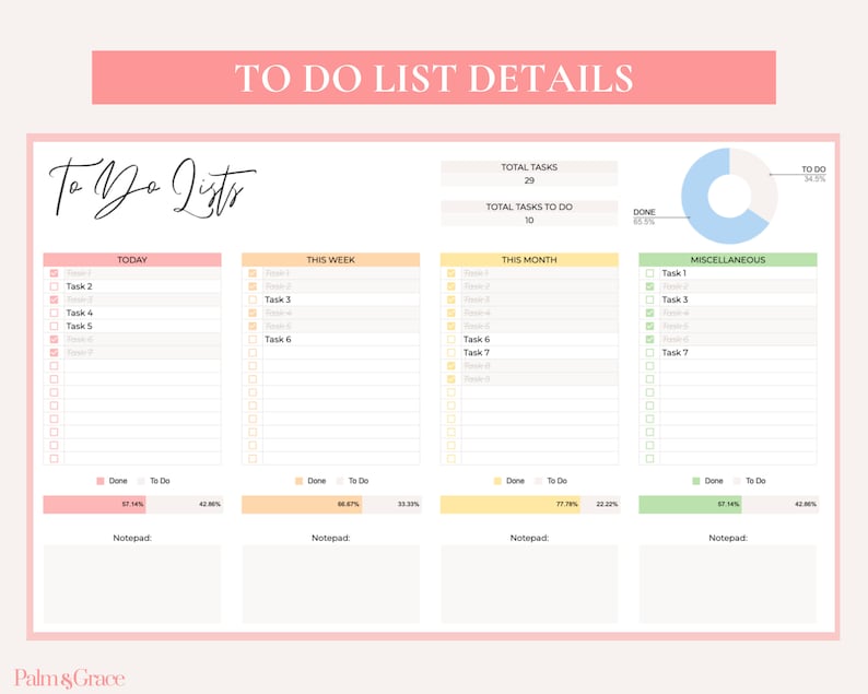 Digital to Do List Google Sheets, to Do List Spreadsheet Template, Task Tracker Google Sheets ...
