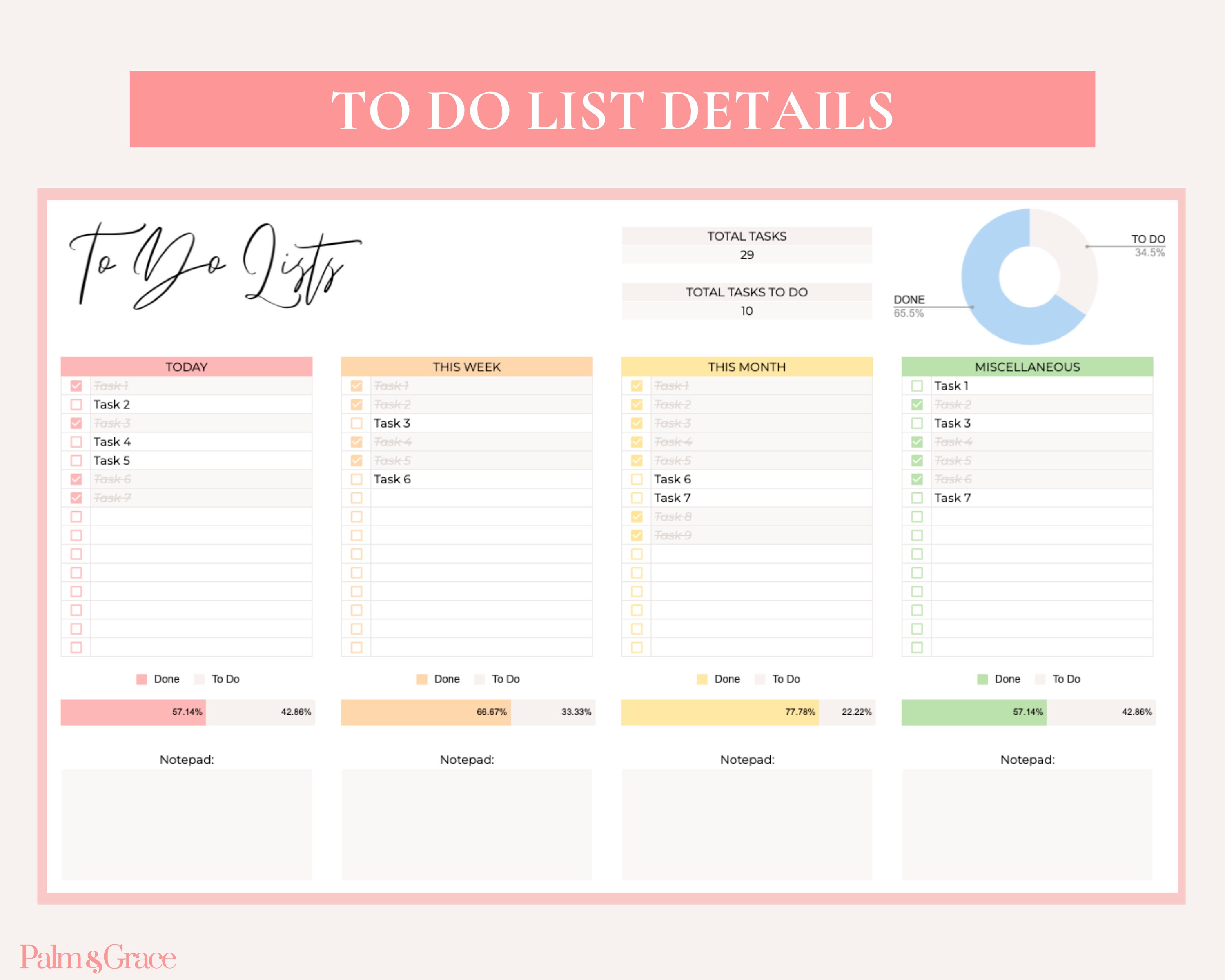 Digital to Do List Google Sheets, to Do List Spreadsheet Template, Task Tracker Google Sheets ...