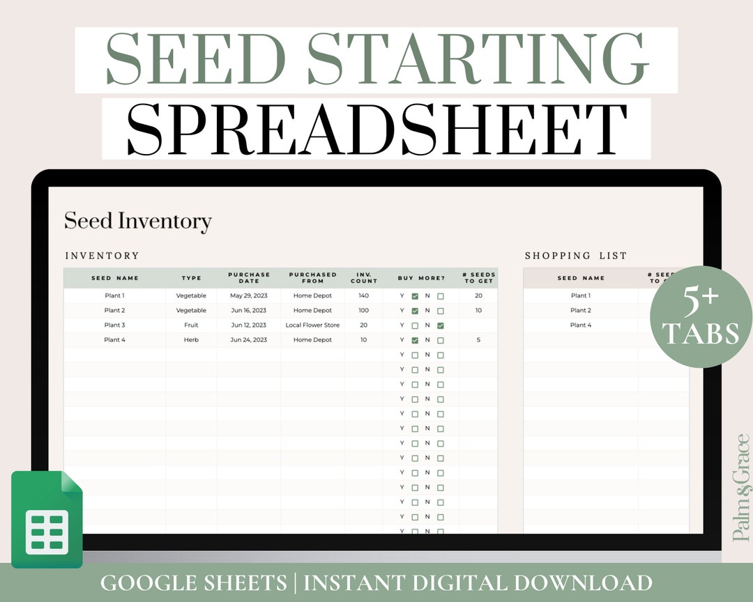Digital Seed Starting Planner, Seed Starting Log Google Sheets, Seed ...