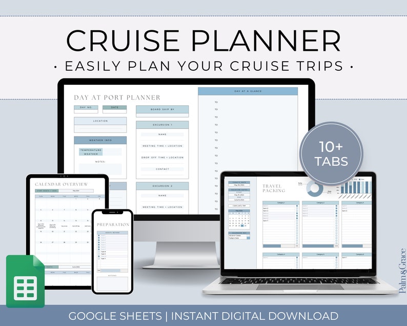 Digital Cruise Planner Spreadsheet, Cruise Packing List, Cruise ...