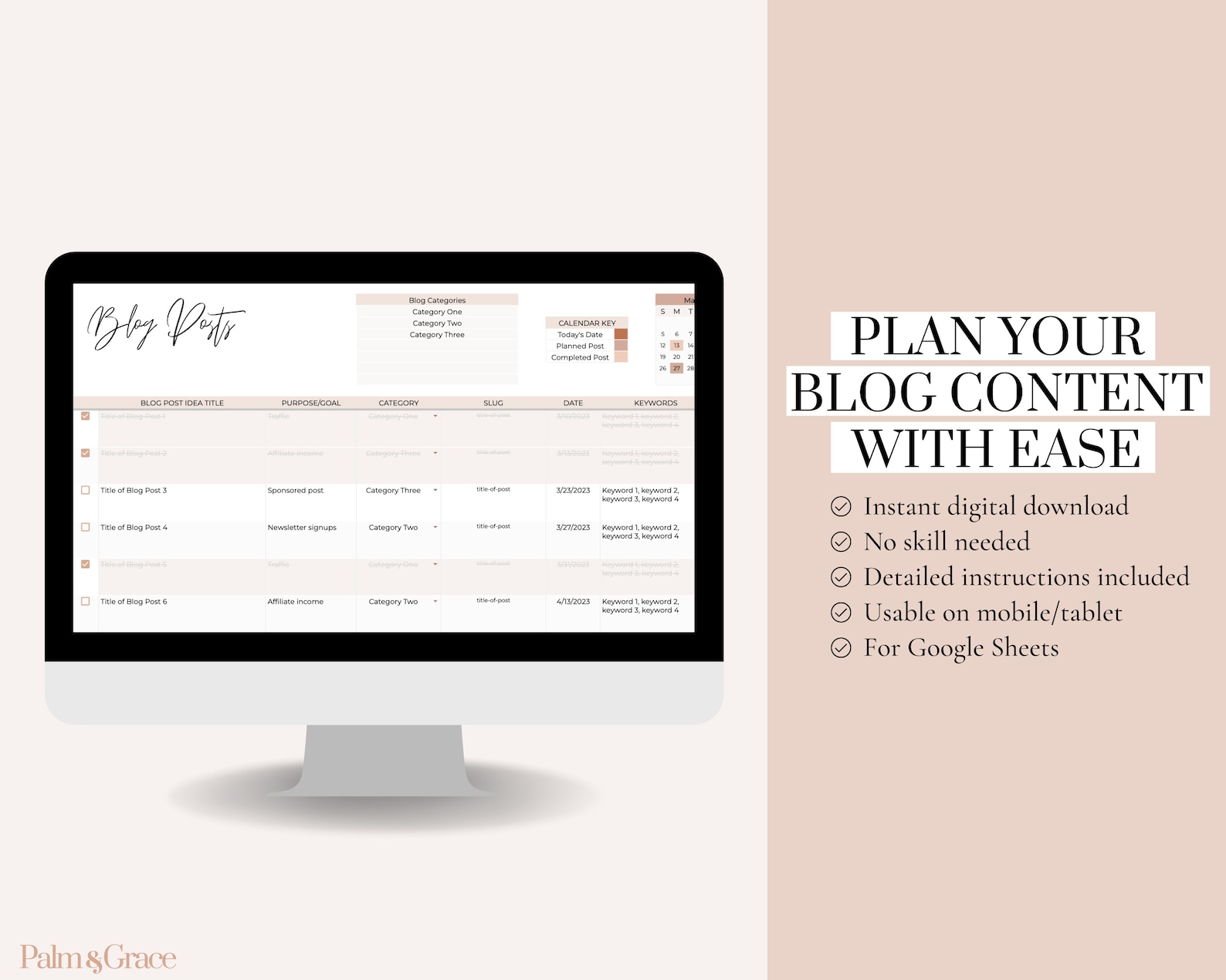 Blog Post Planner Google Sheets, Digital Blog Planner, Easy Blog Post ...