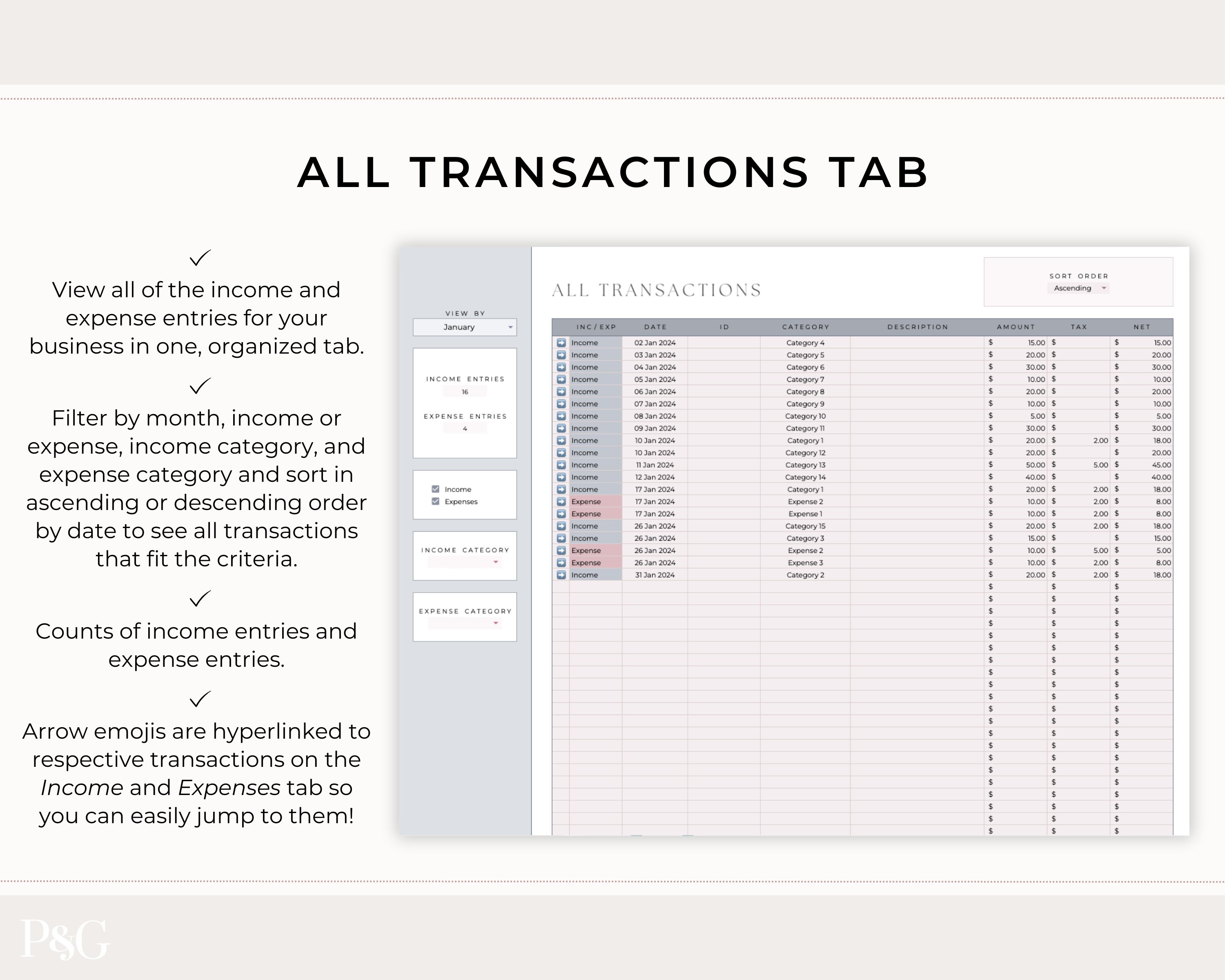 Small Business Bookkeeping Spreadsheet, Income and Expense Tracker ...