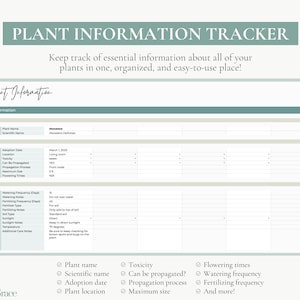 Plant Tracker Template for Google Sheets, Plant Tracker Spreadsheet ...