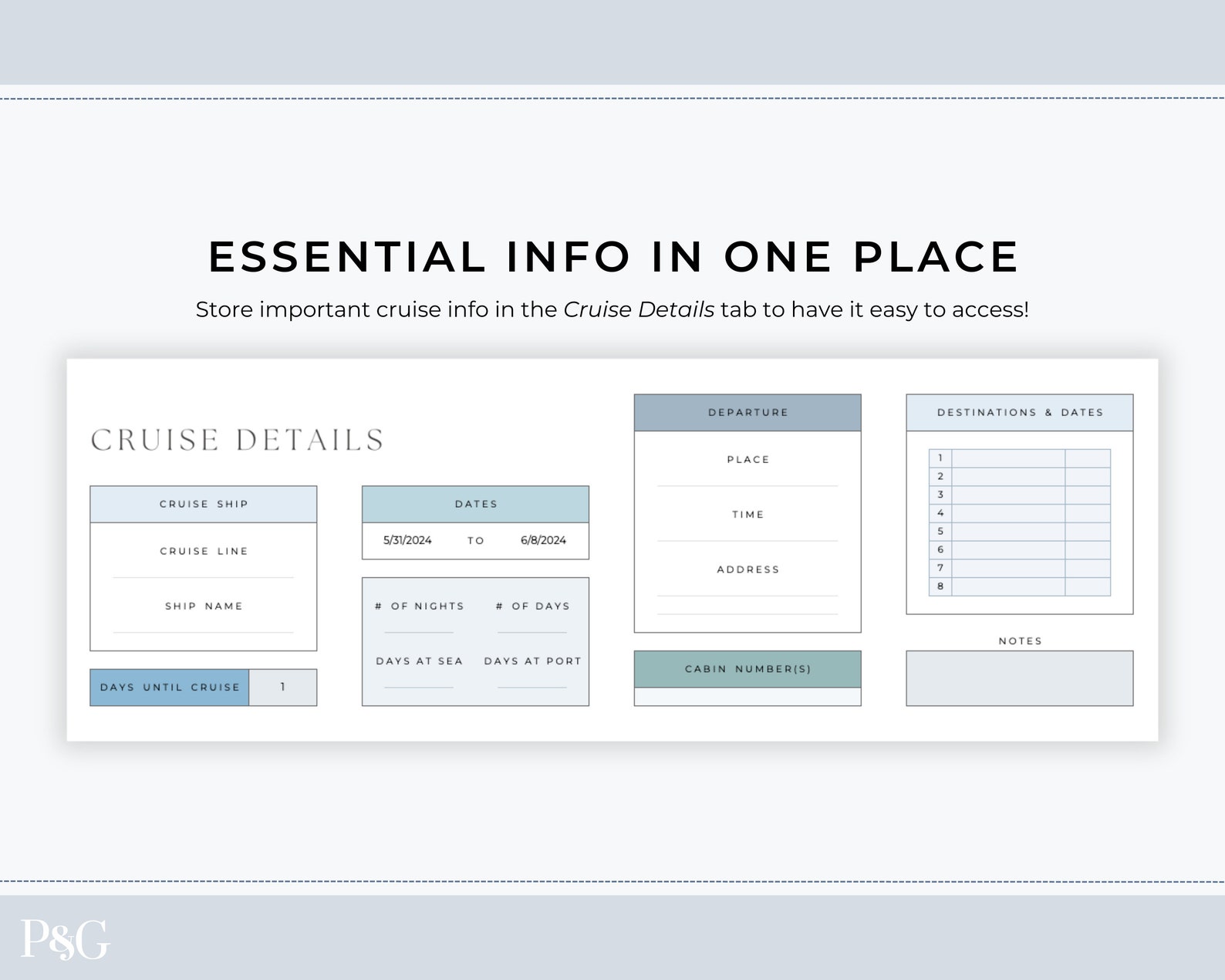 Digital Cruise Planner Spreadsheet, Cruise Packing List, Cruise ...