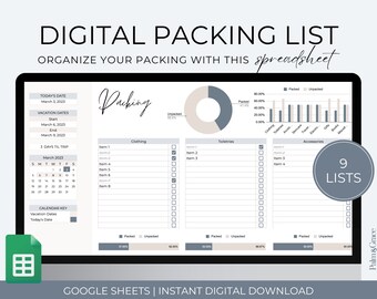 Editable Travel Packing List Google Sheets Instant Download - Etsy