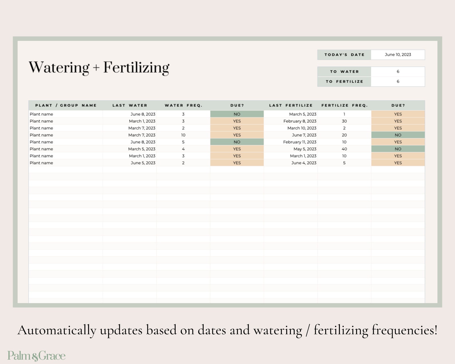 Plant Tracker Google Sheets, Plant Care Planner Google Sheets, Plant ...