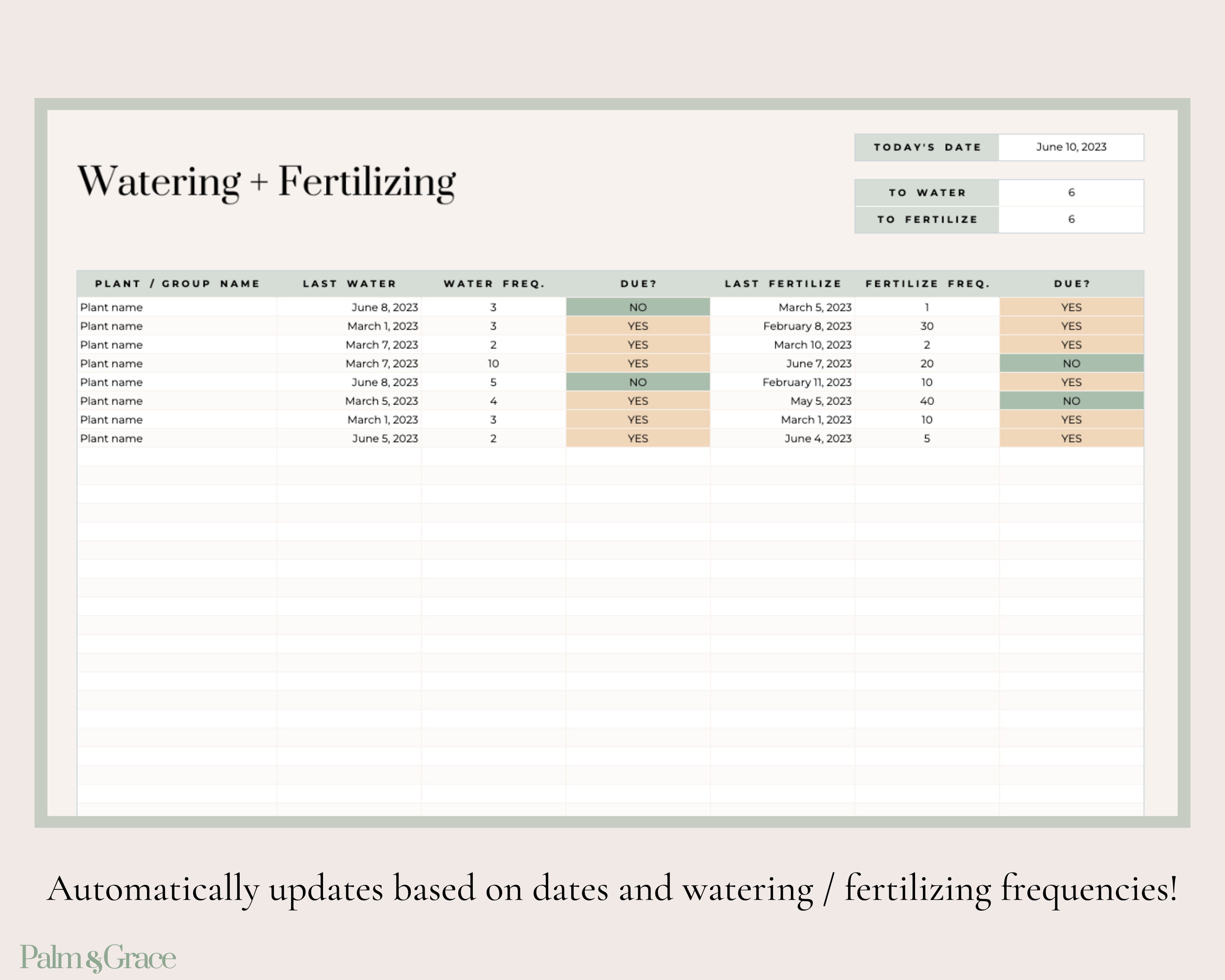 Plant Tracker Google Sheets, Plant Care Planner Google Sheets, Plant ...