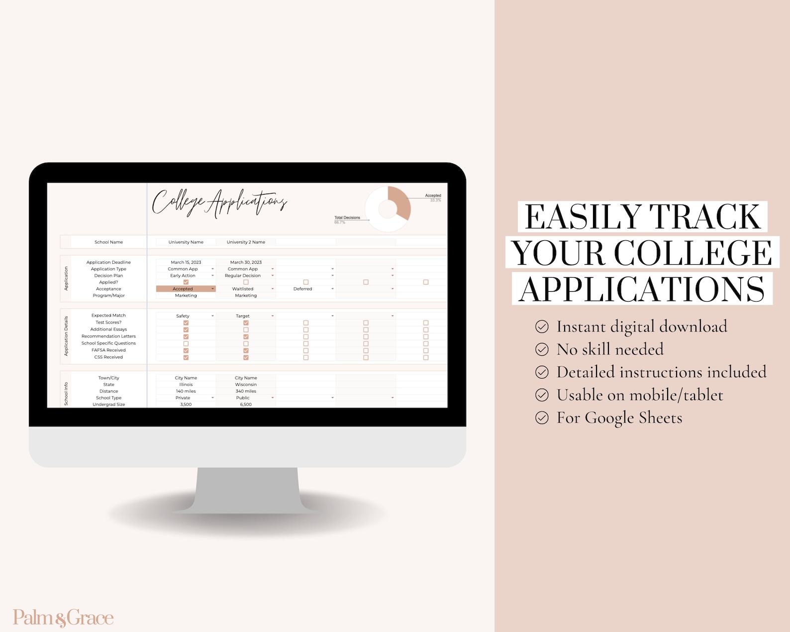 Google Sheets College Application Tracker, College Application Planner ...