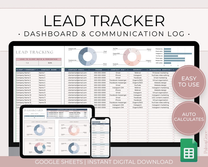 Lead Tracker Google Sheets Template, Client and Lead Management ...