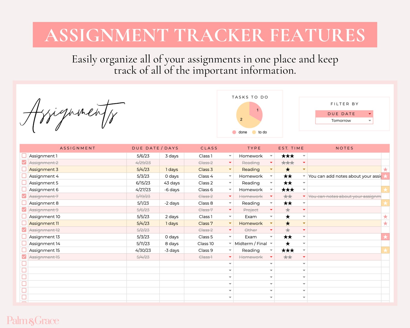 Google Sheets Assignment Tracker Spreadsheet, Digital Assignment ...