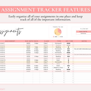 Google Sheets Assignment Tracker Spreadsheet, Digital Assignment ...