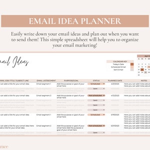 Email Marketing Tracker, Email Content Planner Spreadsheet, Google ...