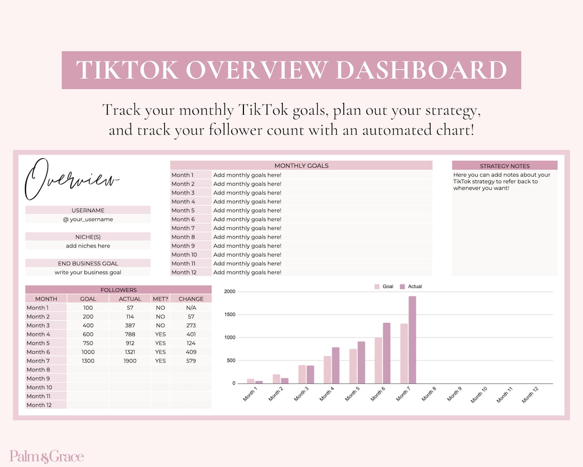 Tiktok Content Planner Template Google Sheets Social Media - Etsy