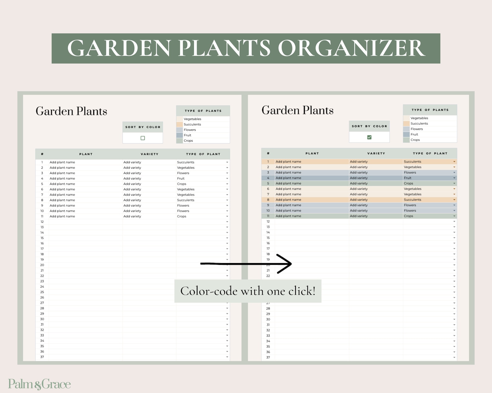 Plant Tracker Google Sheets, Plant Care Planner Google Sheets, Plant ...