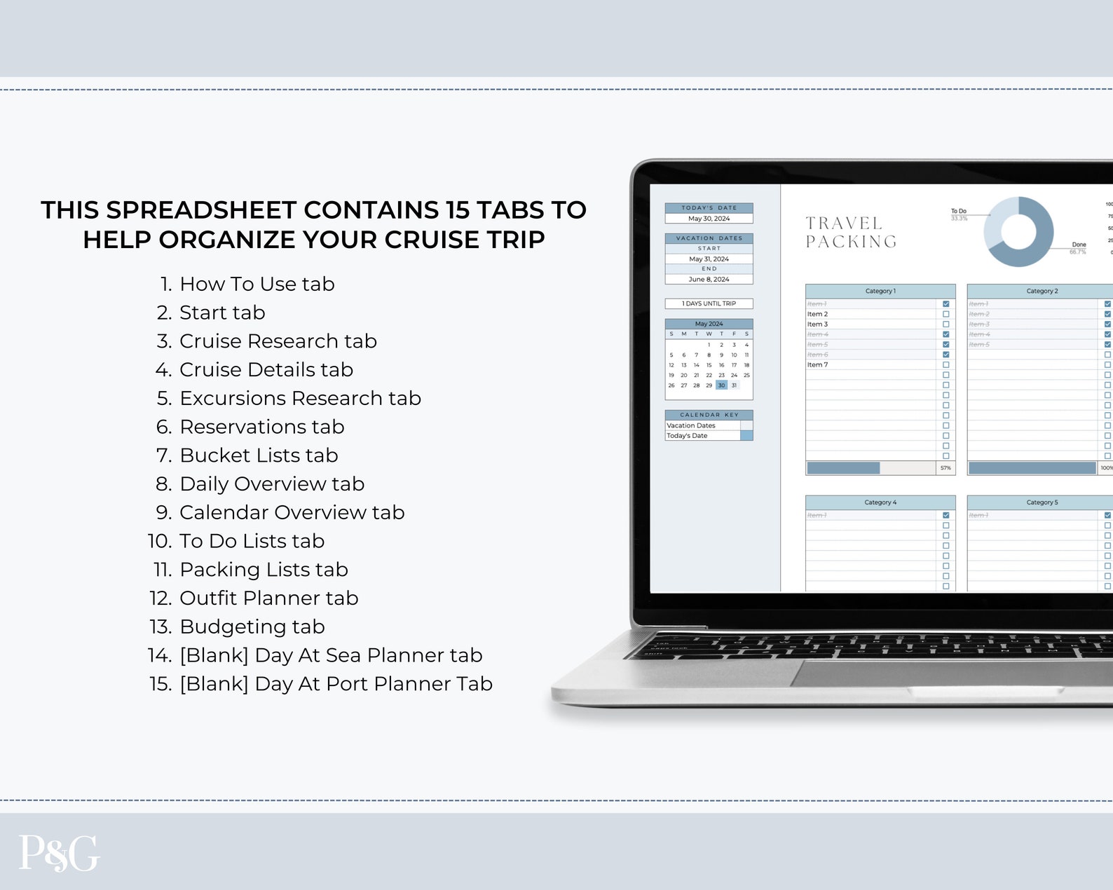 Digital Cruise Planner Spreadsheet, Cruise Packing List, Cruise ...