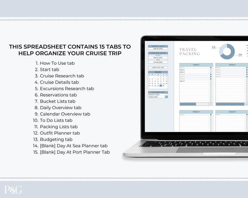 Digital Cruise Planner Spreadsheet, Cruise Packing List, Cruise ...