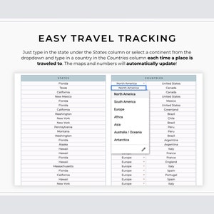 Travel Tracker Spreadsheet, Google Sheets Places Traveled Map, Digital ...