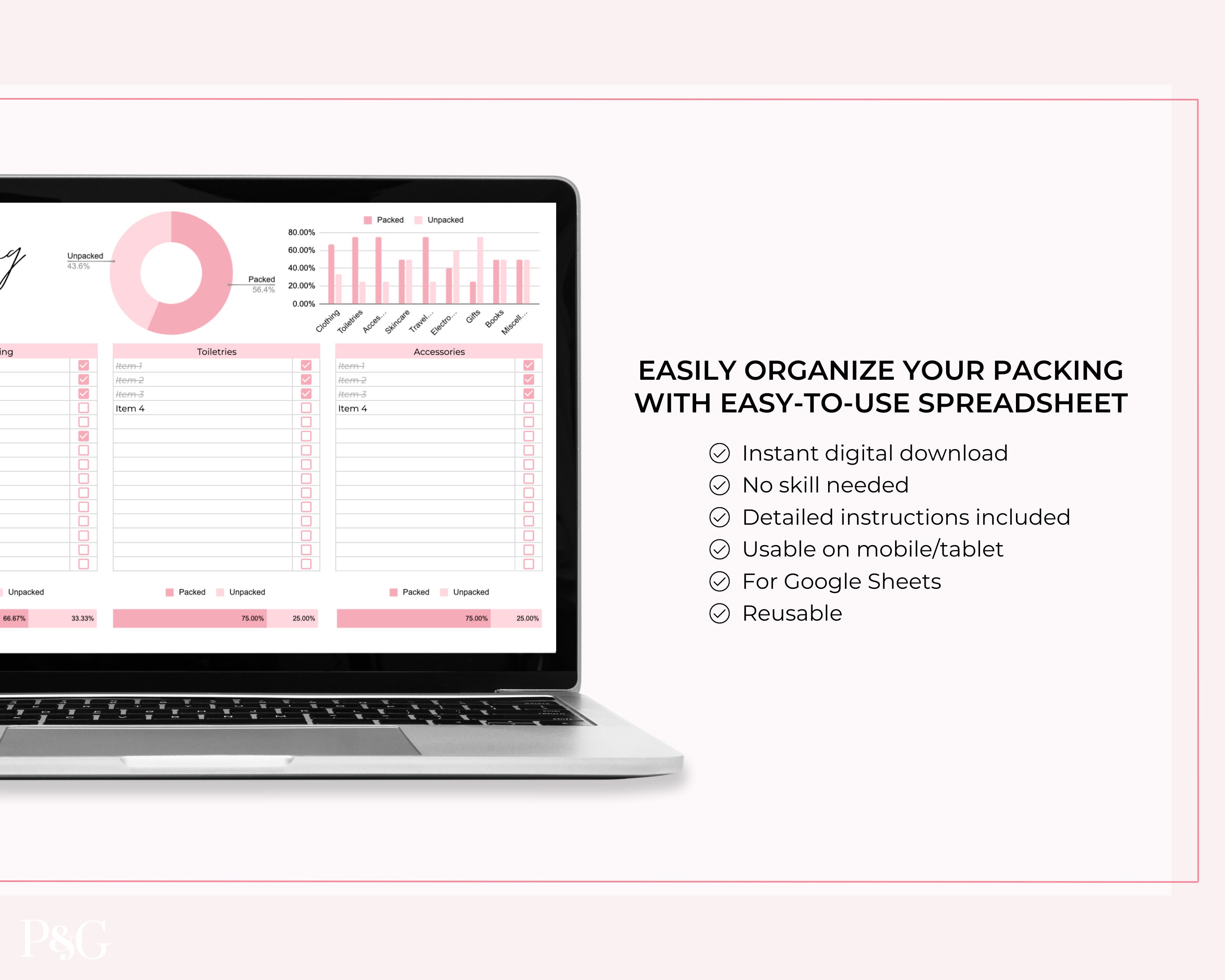 Packing List Spreadsheet Template, Editable Packing Checklist, Vacation ...